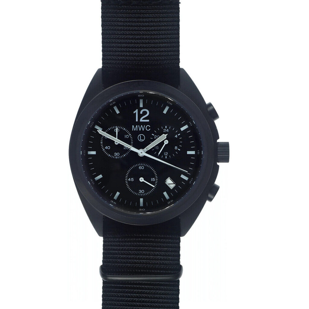 Buy MWC Military Pilots Chronograph in Non Reflective Black PVD Finish ...