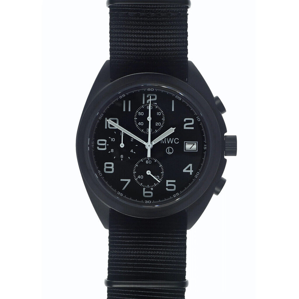 Buy MWC Military Pilots Chronograph in Non Reflective Black PVD Finish ...